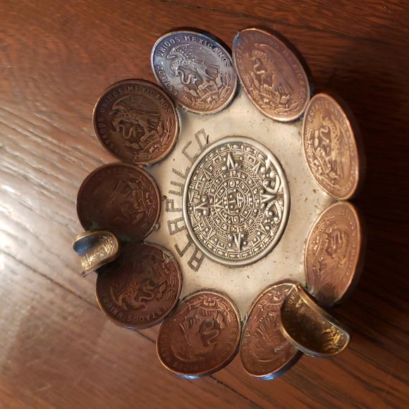 Other | Vintage Mexico Handmade Coin Ashtray Acapulco Coins Aztec ...